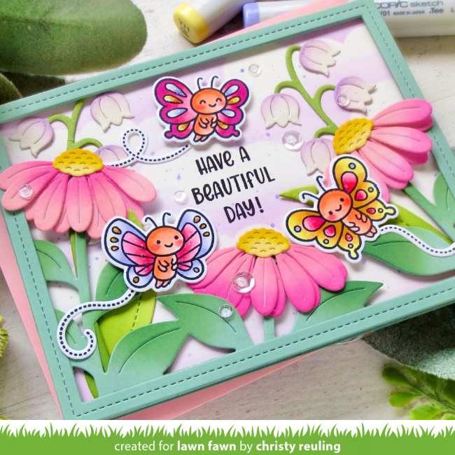 Christy's Gorgeous Butterfly Garden Card - Lawn Fawn