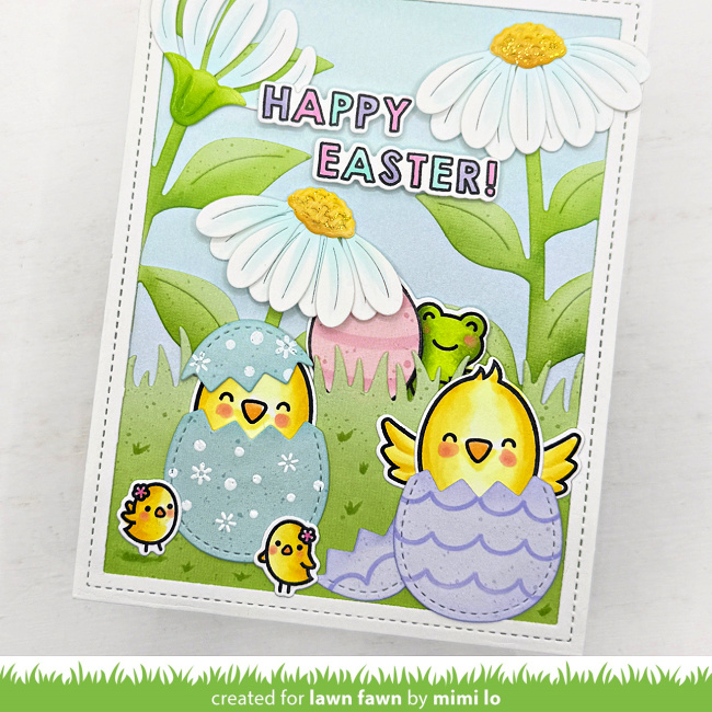 Mimi's Big Blossom Backdrop Easter Card - Lawn Fawn