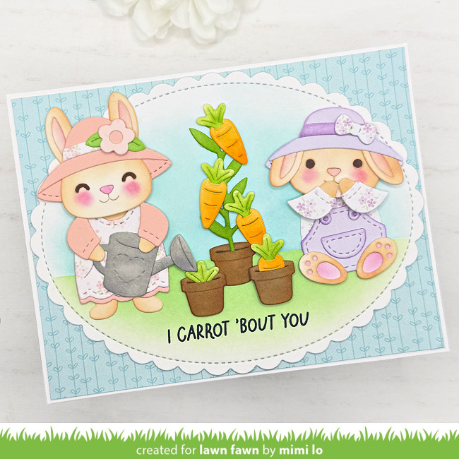 Mimi's Garden-themed Build-A-Bunny Encouragement Card - Lawn Fawn