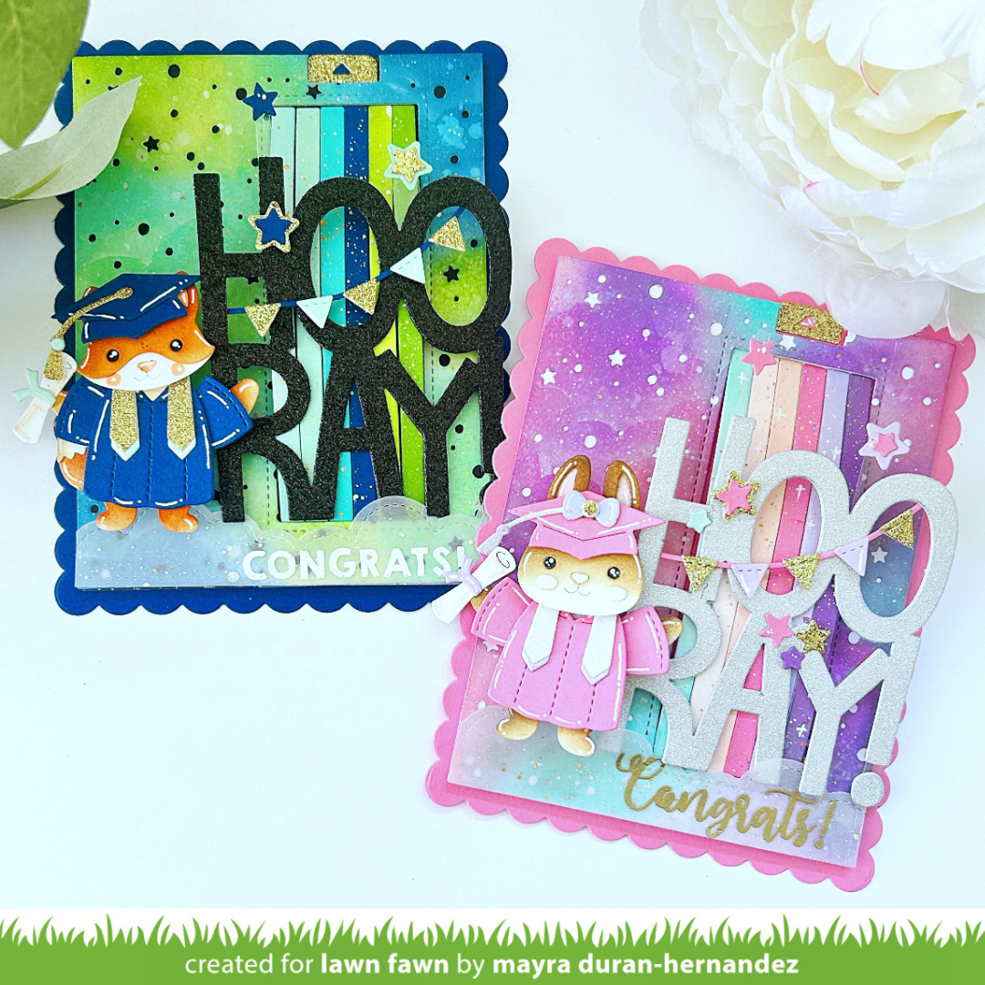 Mayra's Interactive Graduation Cards with Over the Rainbow - Lawn Fawn