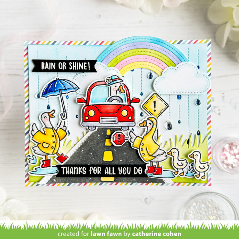 Catherine's Silly Goose Rain or Shine Thank You Card - Lawn Fawn