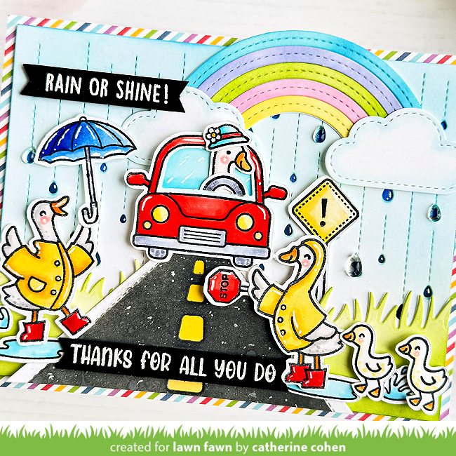 Catherine's Silly Goose Rain or Shine Thank You Card - Lawn Fawn
