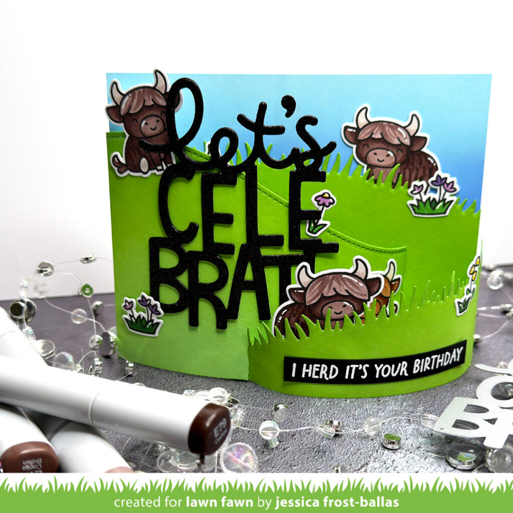 Jessica's Highland Cows! Tri-fold Card - Lawn Fawn